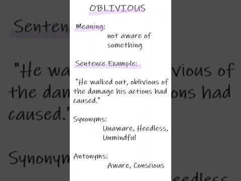 Oblivious Meaning | Improve Your Vocabulary | Daily English Words with Sentences