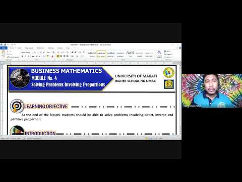 BUSINESS MATH - SOLVING PROBLEMS (PROPORTIONS)