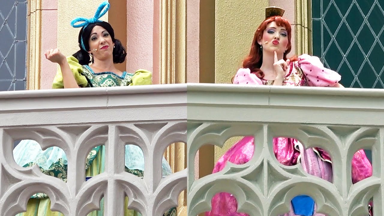 Anastasia & Drizella Greet Guests From Cinderella Castle Balcony after Walt Disney World Reopens