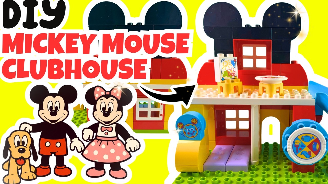 Disney Junior MICKEY MOUSE Clubhouse Toys! DIY Clubhouse Playset Build with Mickey, Minnie, Pluto