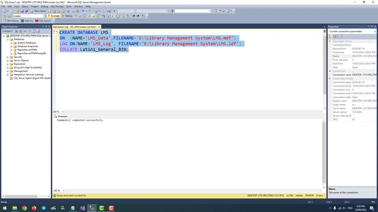 1-Create Library Management System Database in SQL Server