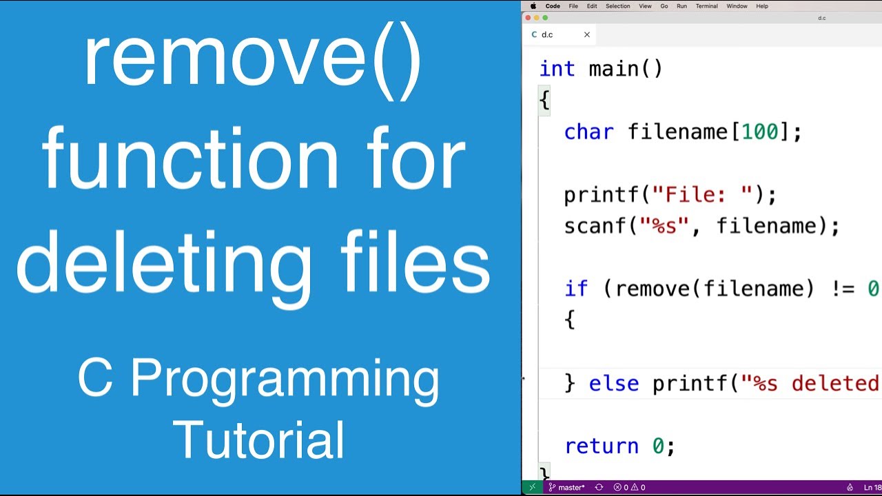 remove() function for deleting files | C Programming Tutorial