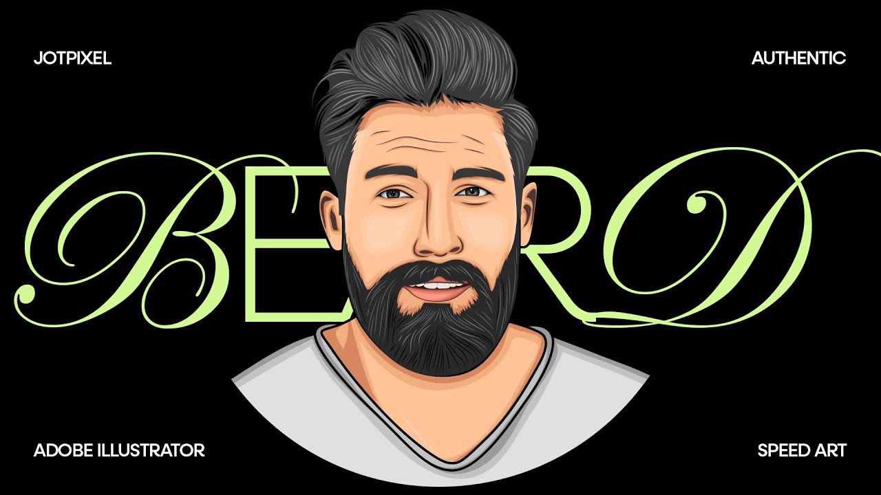 Beard Men Vector Art Portrait Illustrator tutorial