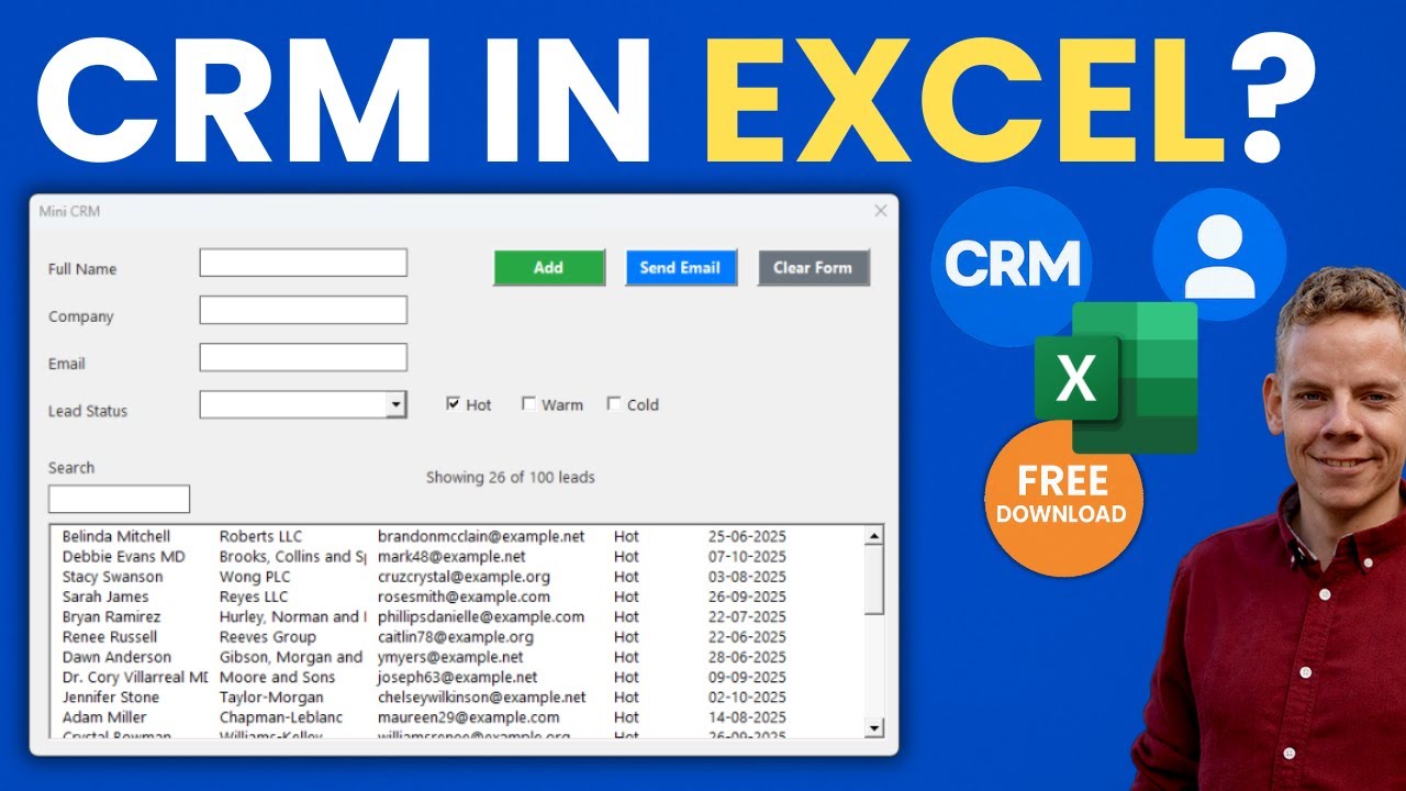 Build a CRM in Excel with VBA – Add, Search & Save Clients (No Subscriptions Needed)