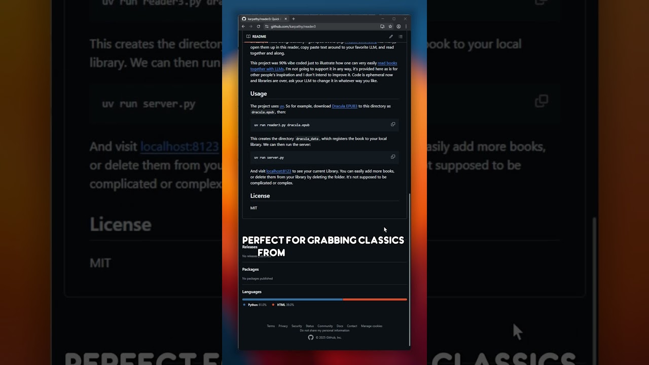 reader 3: Quick illustration of how one can easily read books together with LLMs  #github