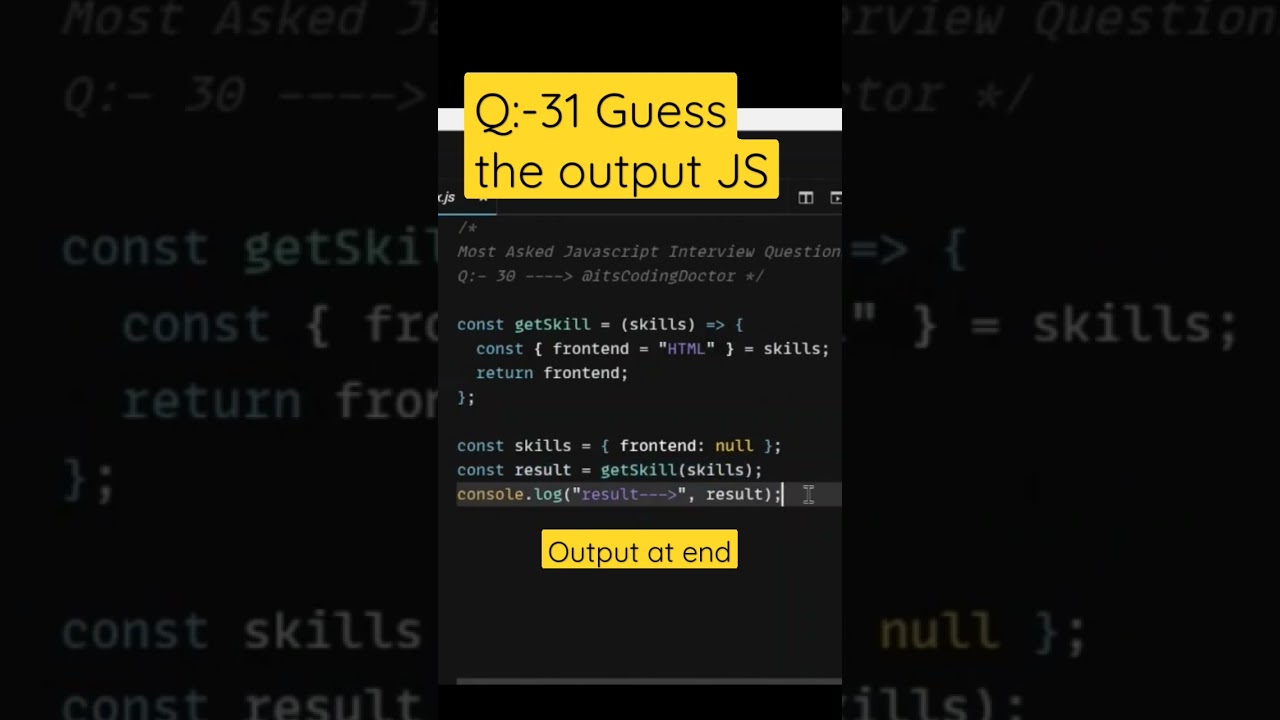 Guess the output - Javascript Interview Questions #developer #coding #javascriptinterview #react