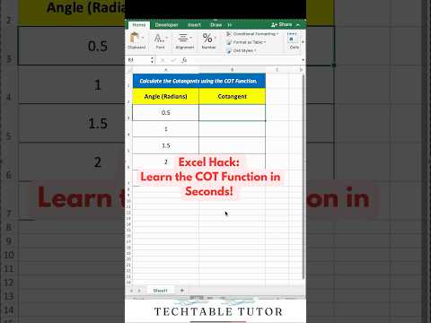 Master the COT Function in Excel: Quick & Easy Example! #excel #excelshorts #exceltricks