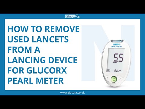 How to remove used lancets from a lancing device for GlucoRx Pearl meter