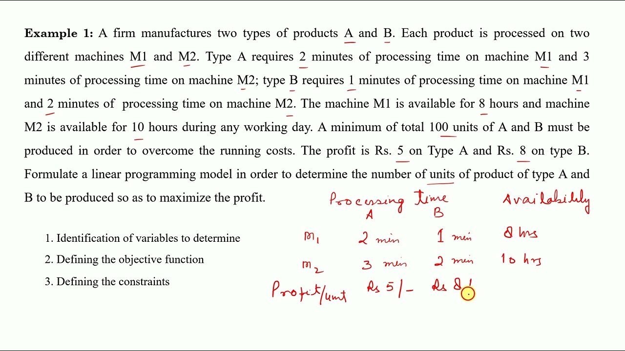 Linear Programming Problem Formulation Example 1