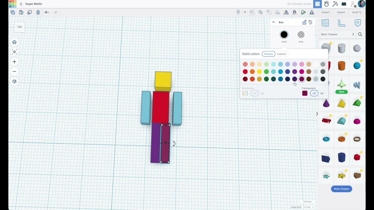 Making a Simple Person out of Rectangles in Tinkercad