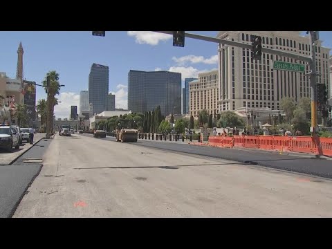 Paving crews show progress on longest straight for Las Vegas F1 race