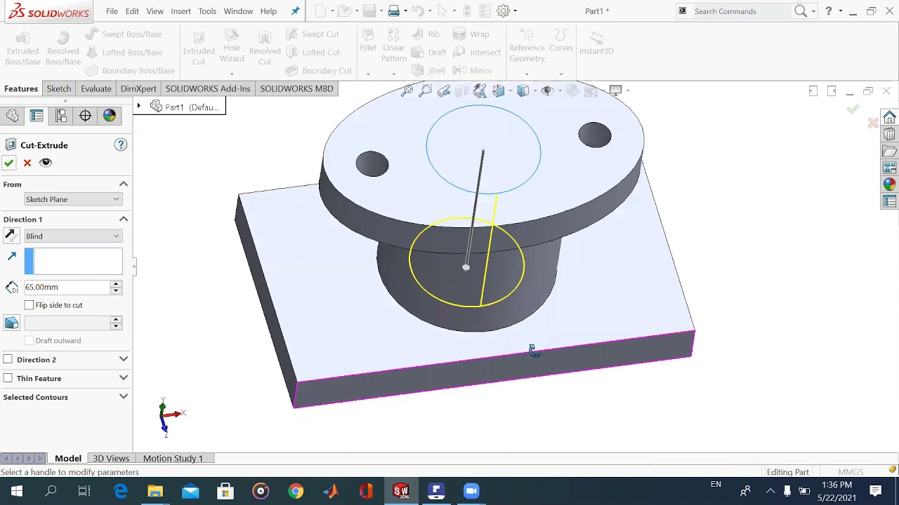 Solid works, stuffing box body part 1