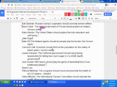 Argument Discussion: Developing a Warrant