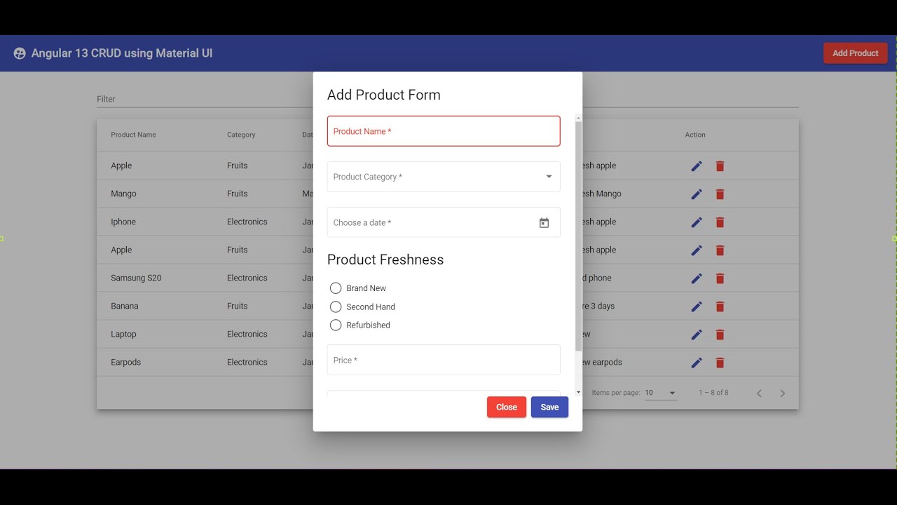 Angular 13 CRUD with Angular Material UI | json-server | Angular Reactive Form