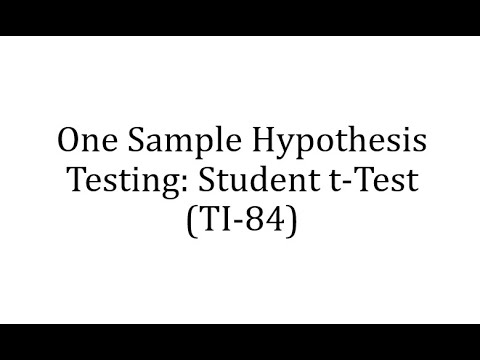 One Sample Hypothesis Testing: Student t-Test (TI-84) | Math Help from ...