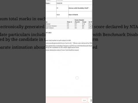 Nta cuet score card🔥#ytshorts #viralvideo#trending#shorts #yt #cuetresults#cuetpg#yt#trend #cuet2024