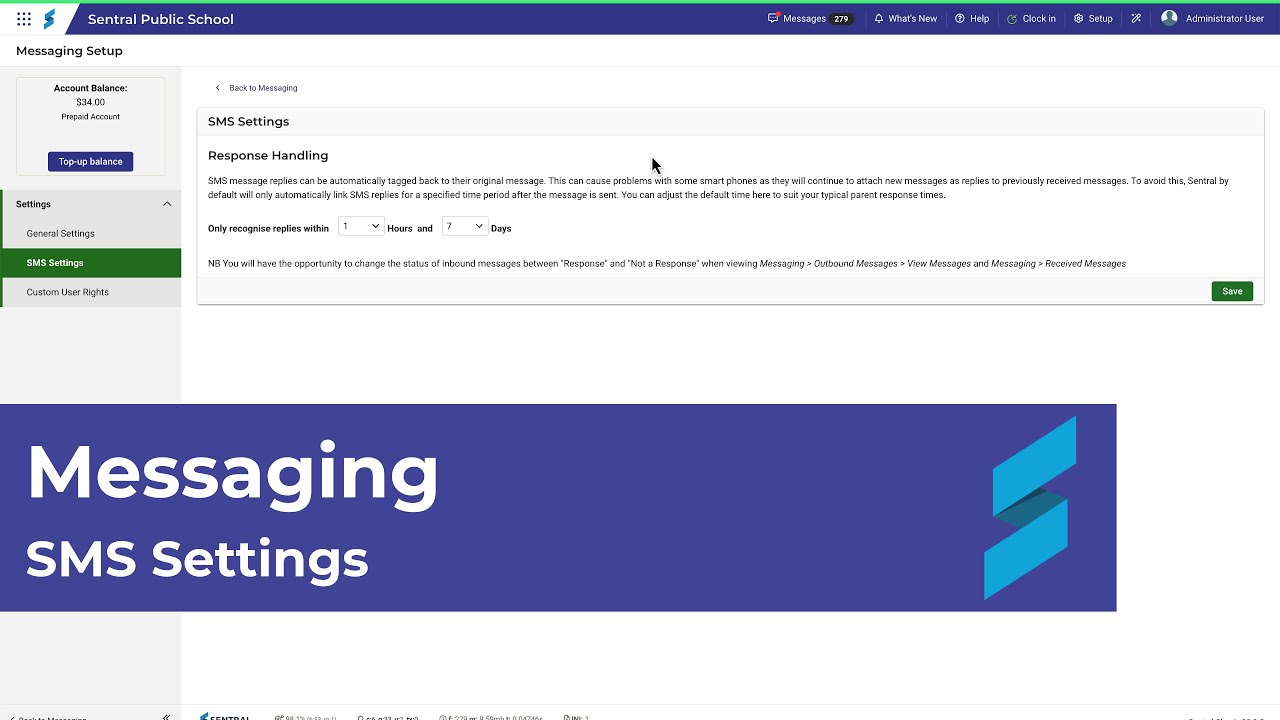 Messaging Setup | SMS settings