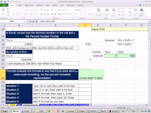 Excel 2010 Business Math 25: Excel Percent Basics