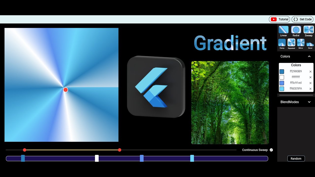 Gradient Web using Flutter for Flutter. Linear, Radial, Sweep Gradient.