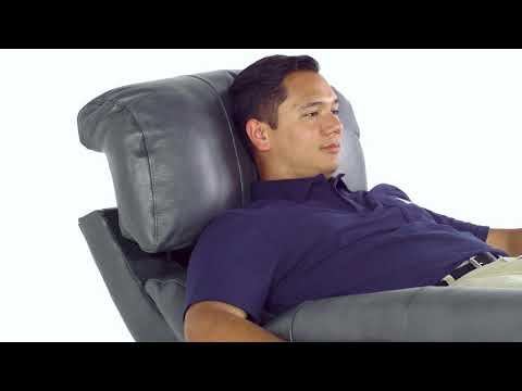 Dev Smoke Leather Power Recliner W/Pwr Headrest & Lumbar | Living Spaces