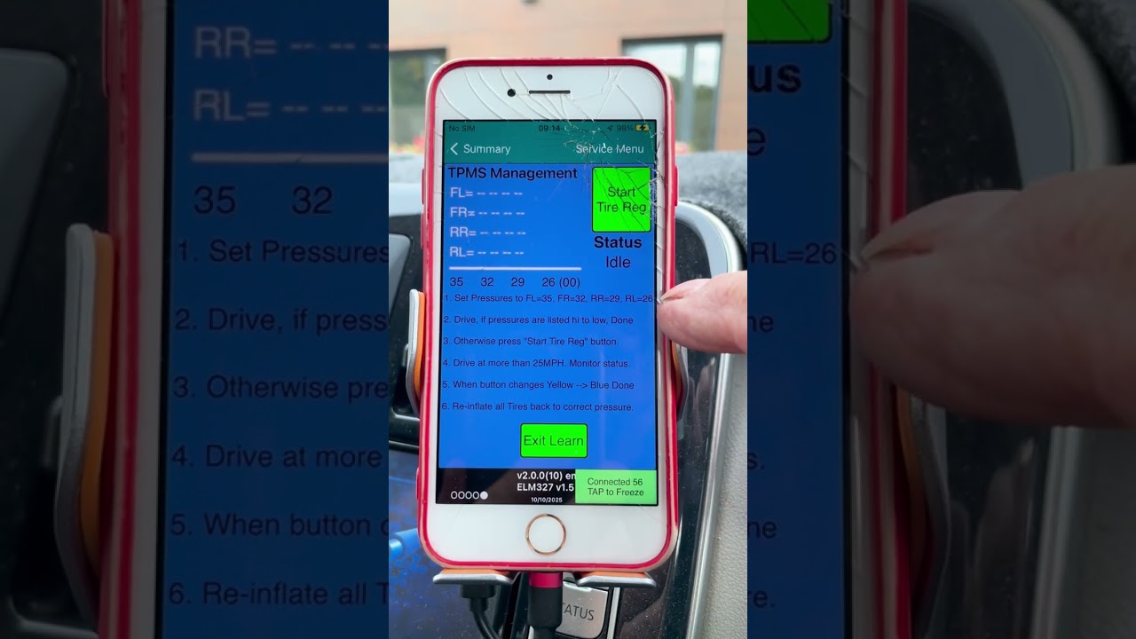 Using the Service Screen in #leafspypro  to re-initialise the TPMS monitoring on your Nissan Leaf