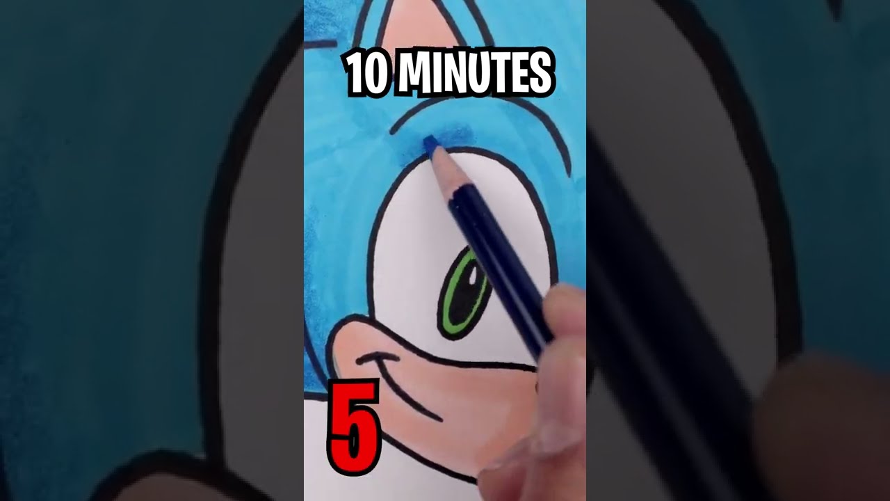 Drawing Sonic in 1 SECOND, 10 SECONDS, 1 MINUTE, 10 MINUTES!