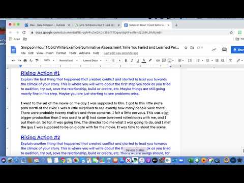 Modeling How to Writing A Rising Action (1) in a Personal Narrative: Rollerblading Disaster