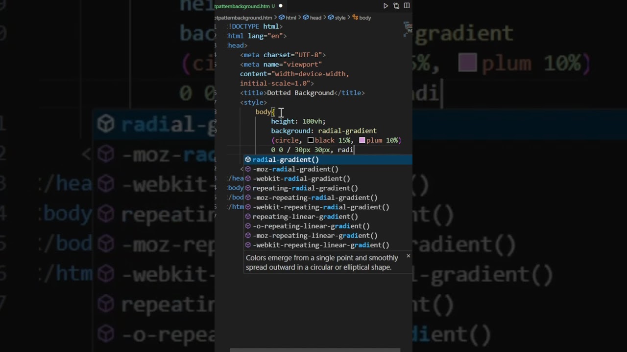 Dotted background animation #animation #coding #css #dots #background #yt #shorts