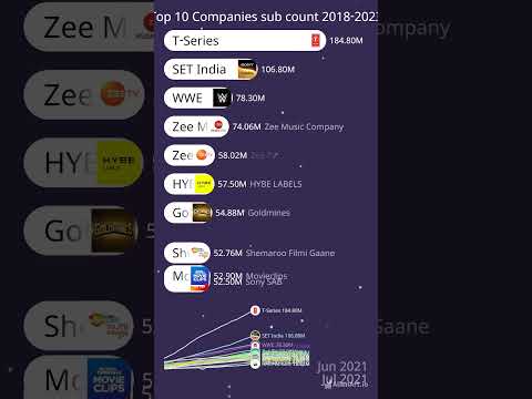 Top 10 Companies sub count 2018-2023 #mrbeast #shorts