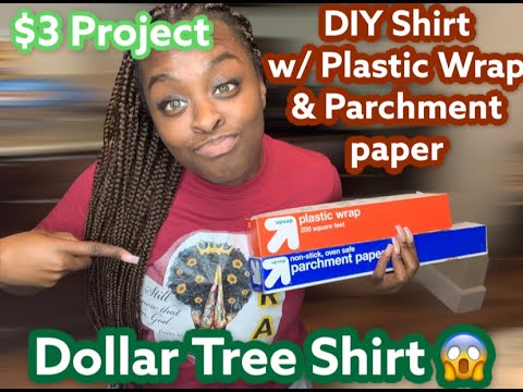 DIY Plastic Wrap Tshirt!! $3 Project from Dollar Store! SUPER CHEAP PROJECT!