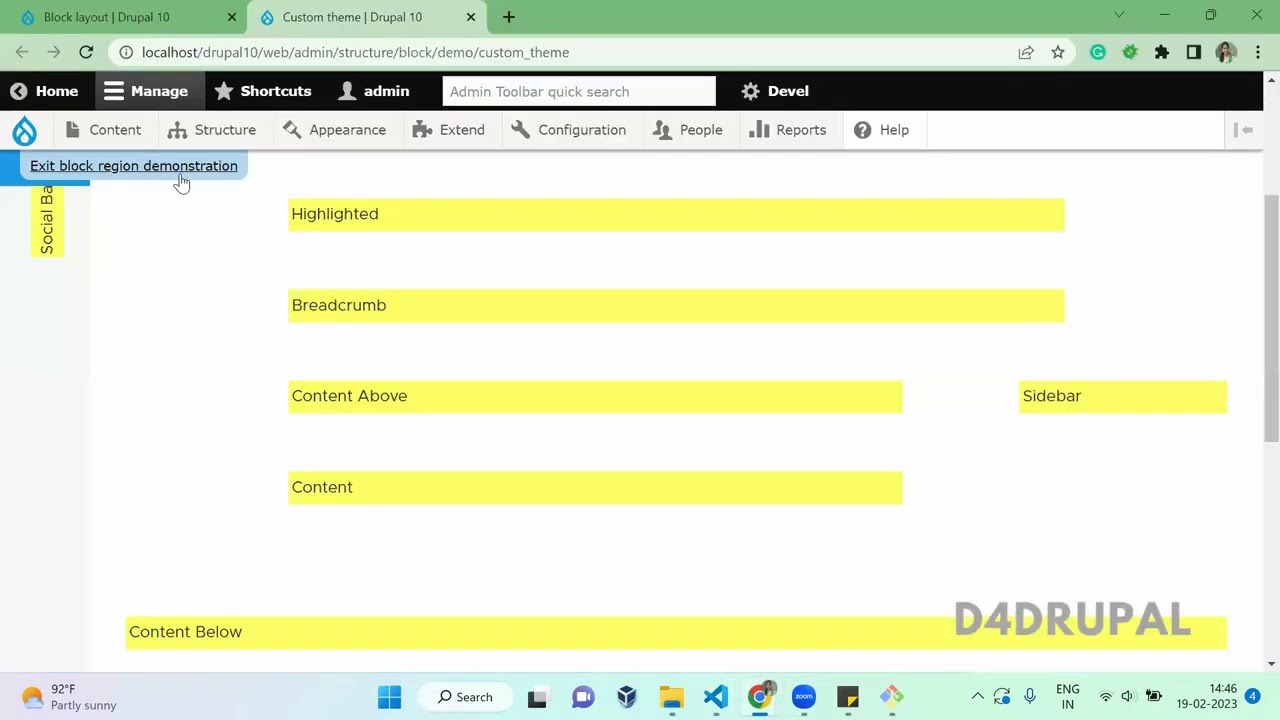 Add region to your custom theme in Drupal 9, Drupal 10 | D4Drupal