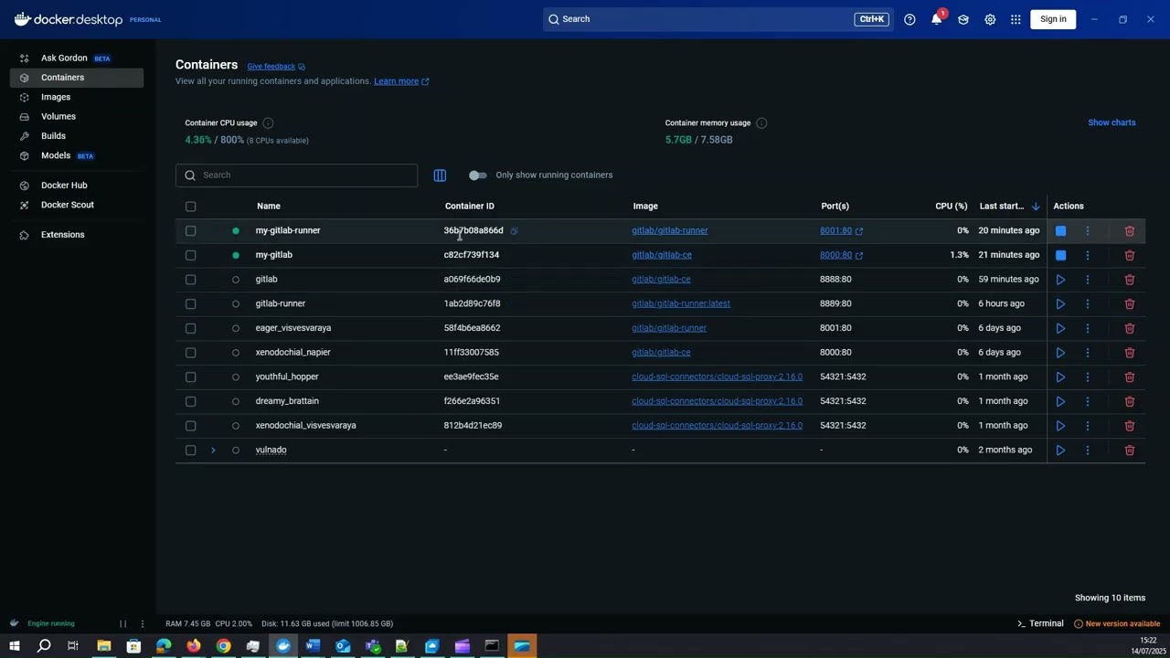 How to create a runner in a GitLab instance running on Docker
