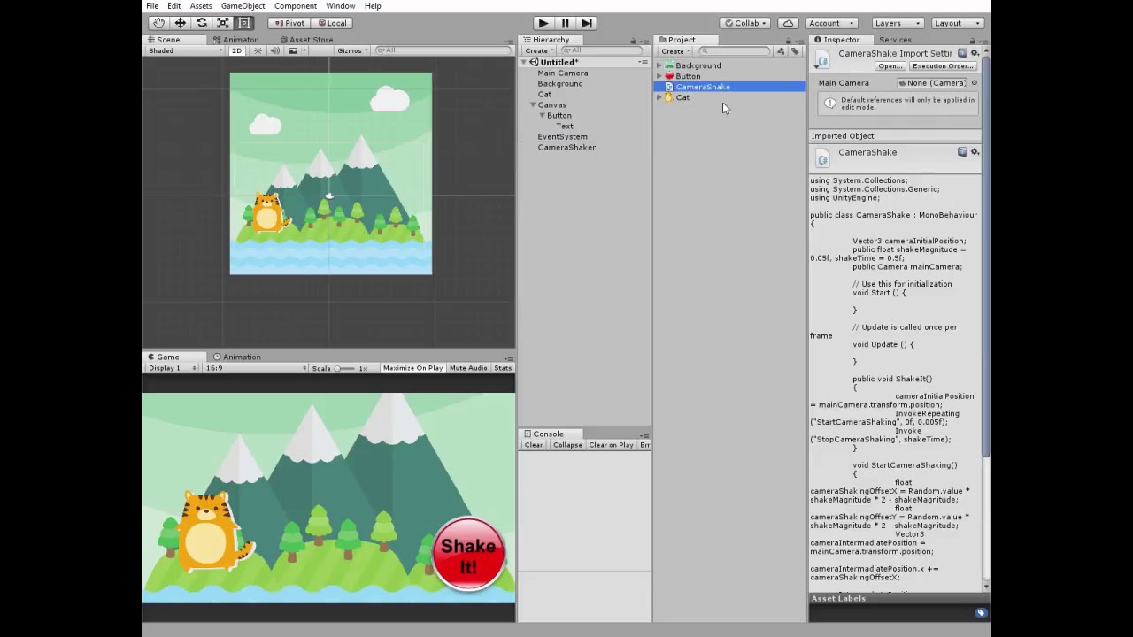 Create Camera Shake Effect in Unity