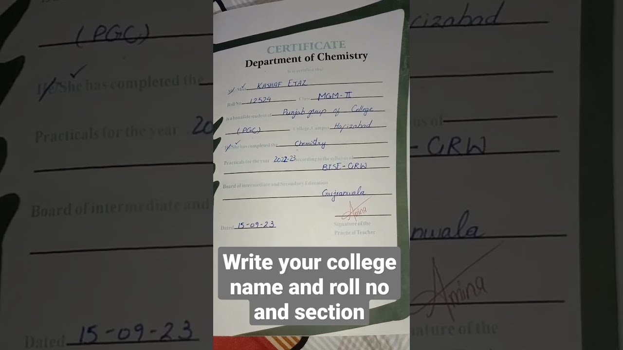 how to fill practical certificate form? complete Details.