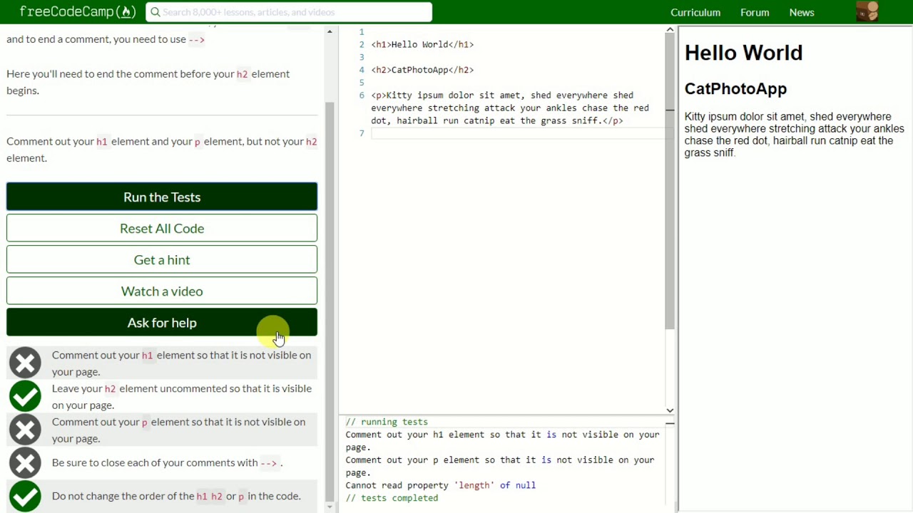 [6] Comment out HTML
