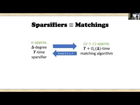 Dynamic matching algorithms and dynamic matching sparsifiers by David Wajc