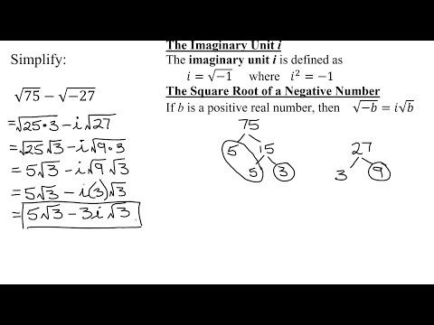 Simplify Radicals of Positive and Negative Numbers: Square Root of 75 Minus Square Root of -27