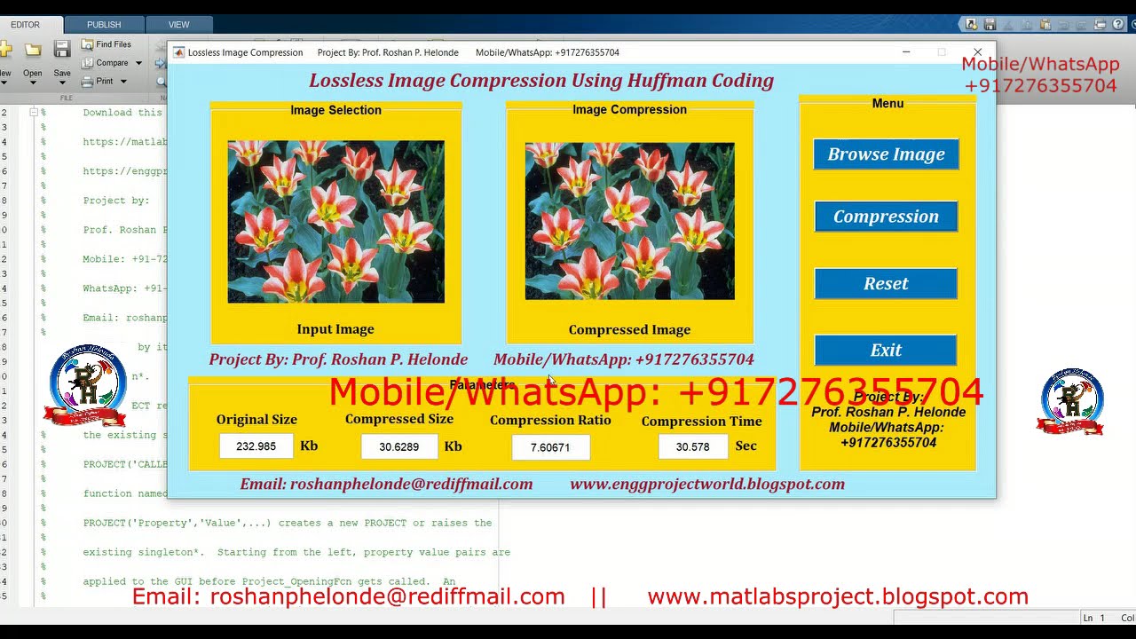 Image Compression Using Huffman Coding | Huffman Image Compression Using Matlab Project Code