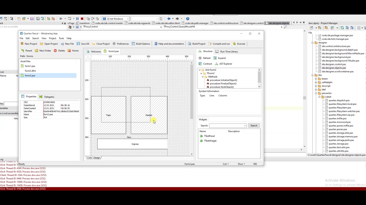 Quartex Pascal Form Designer