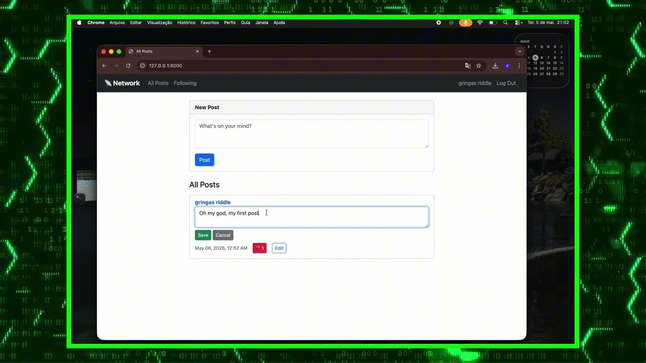 CS50W: Web Programming with Python and JavaScript | Project 4 – Network | HarvardX