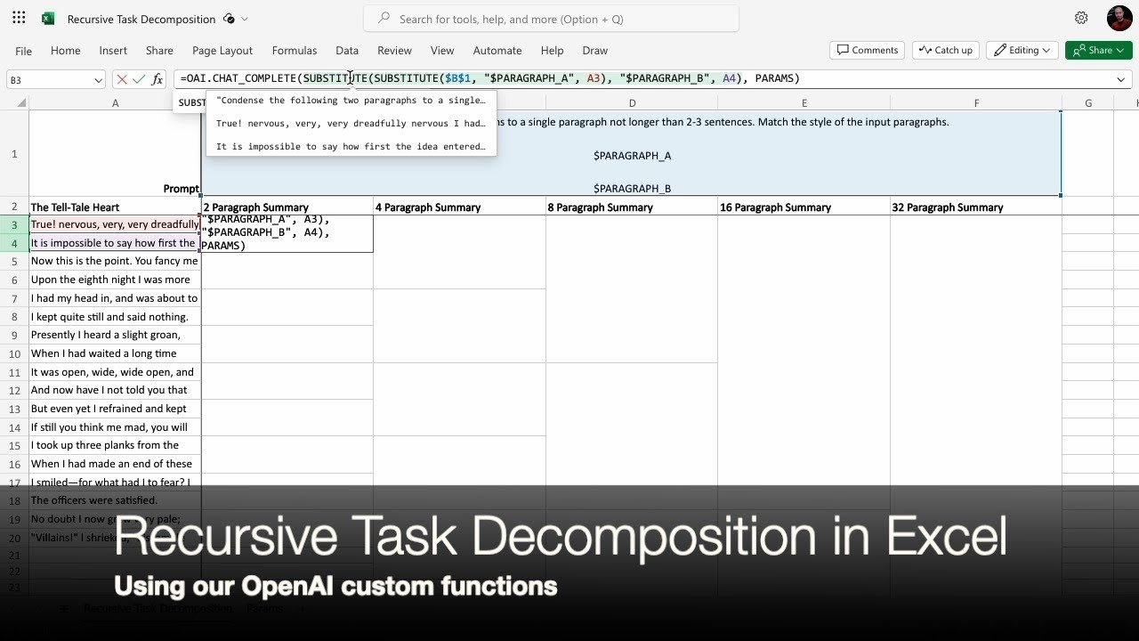 Recursive Task Decomposition in Excel