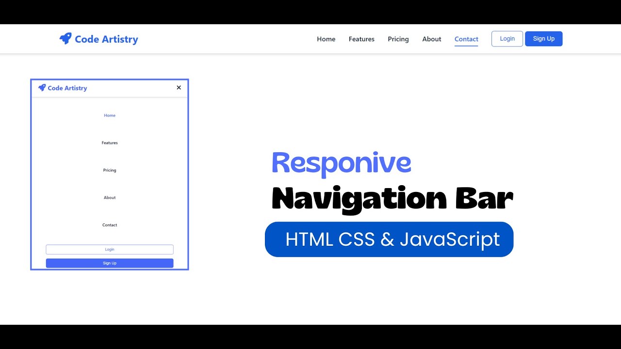 Responsive Navigation Bar using HTML, CSS & JavaScript | @CodeArtistry63 #responsivenavbar #skils