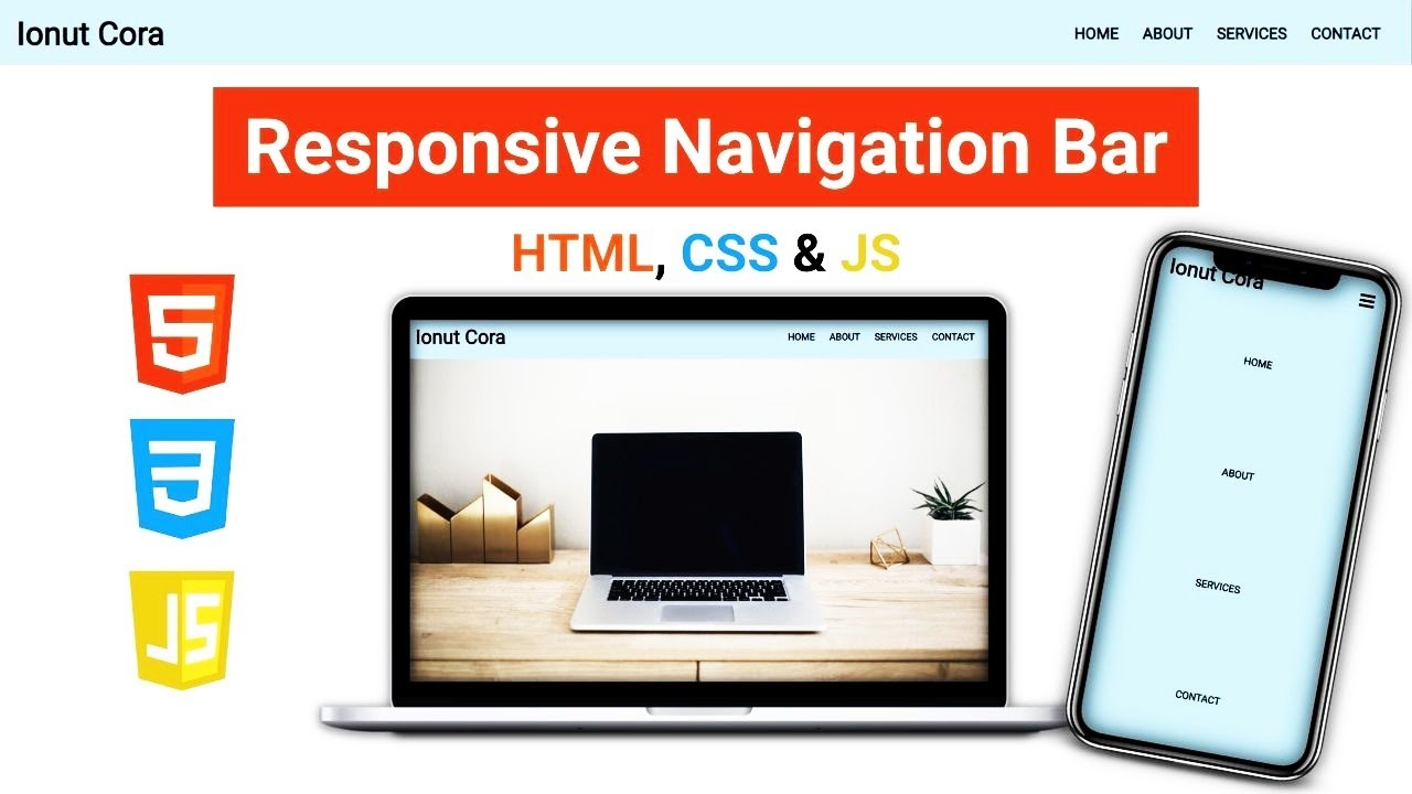 Basic Navigation Bar using HTML, CSS and JavaScript 💻