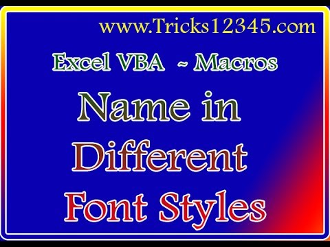 Excel VBA: Name In Different Font Styles