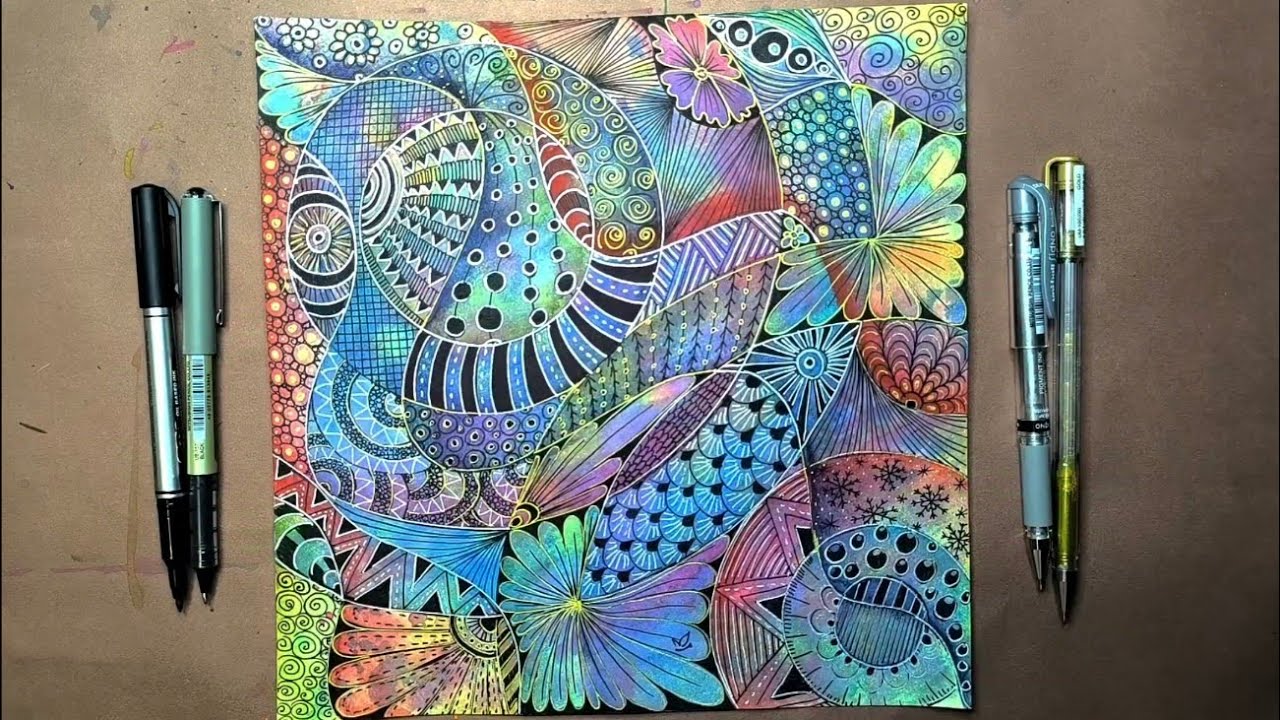Unbelievable Geometric Zentangle Art in Watercolors |  Mesmerizing Exploration of Patterns & Colors 