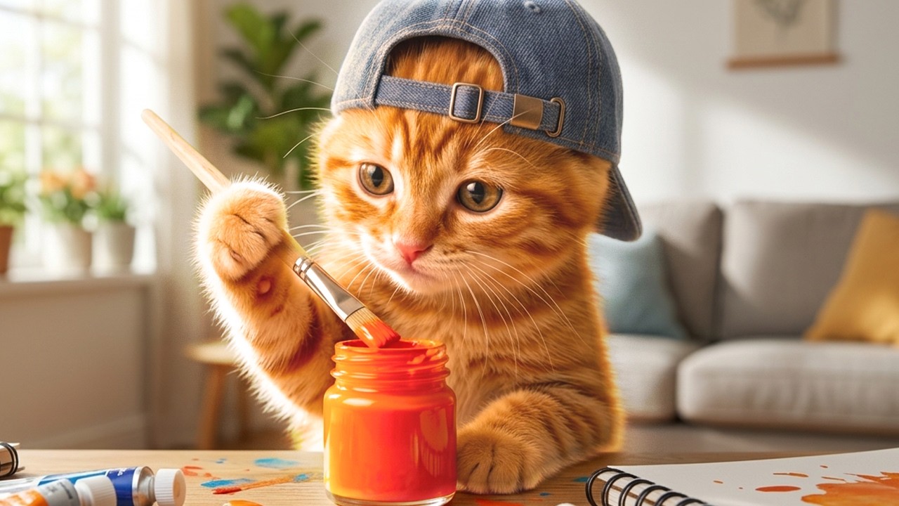 🐱 Baby Ginger Cat Tries to Be a Painter — and It's Absolutely adorable! 🎨😻