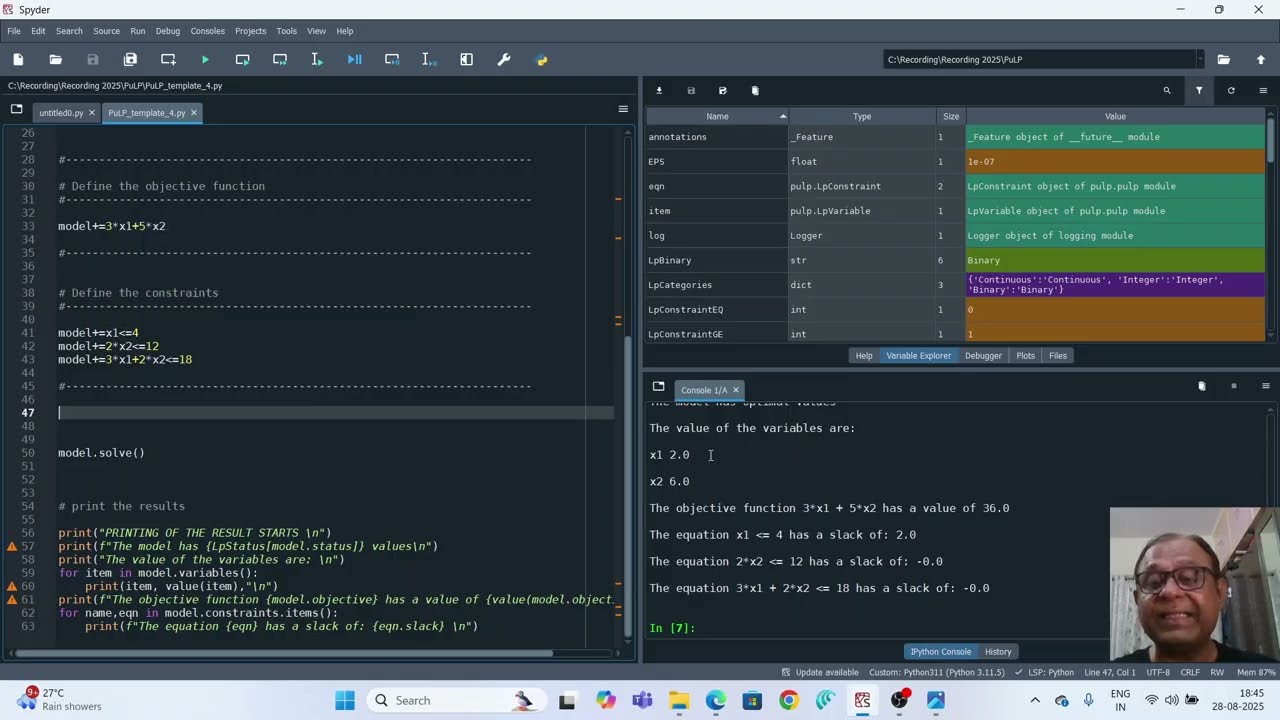 Solve linear programming using PuLP in python