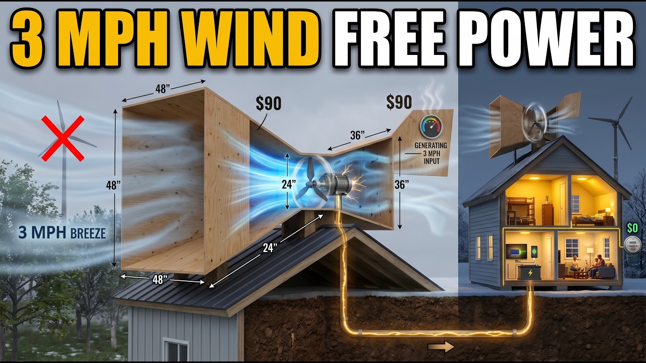 This $90 Wind Funnel Generates Power for Any Home at Just 3 MPH...(Science Explained)