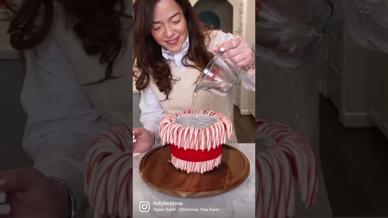 Hermoso centro de navidad moderno hecho a mano con caramelos #christmasflower #centrosdemesa