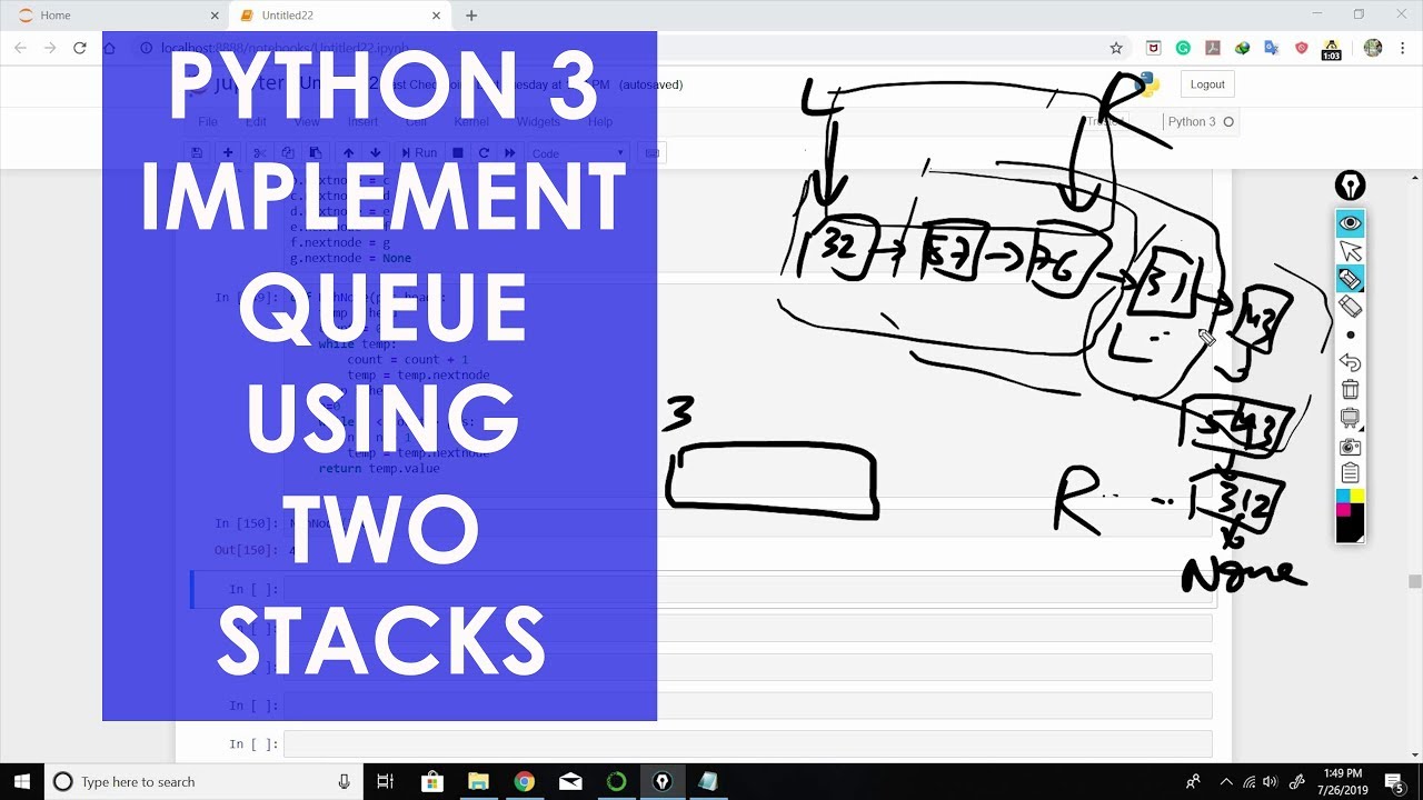 Queue with two stacks Python 3